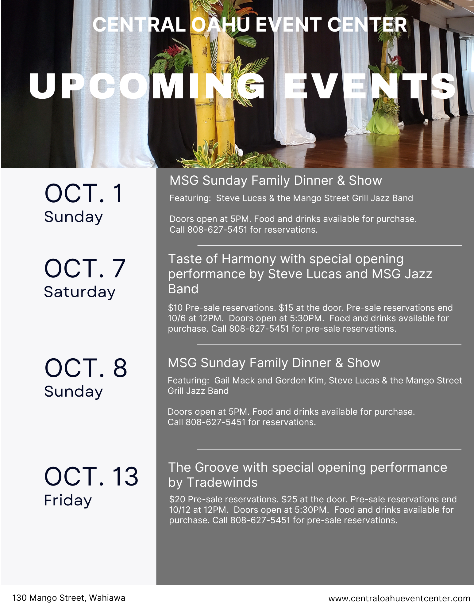 COEC Events – Central Oahu Event Center